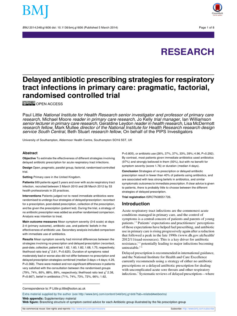 Delayed Antibiotic Prescribing Strategies For Respiratory Tract Infections in Primary Care ...