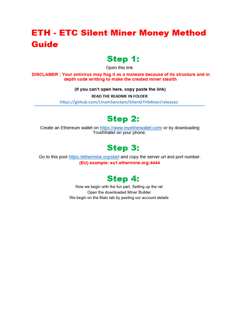 Ethereum Silent Miner Setup Guide | PDF | Cyberspace | Software Engineering