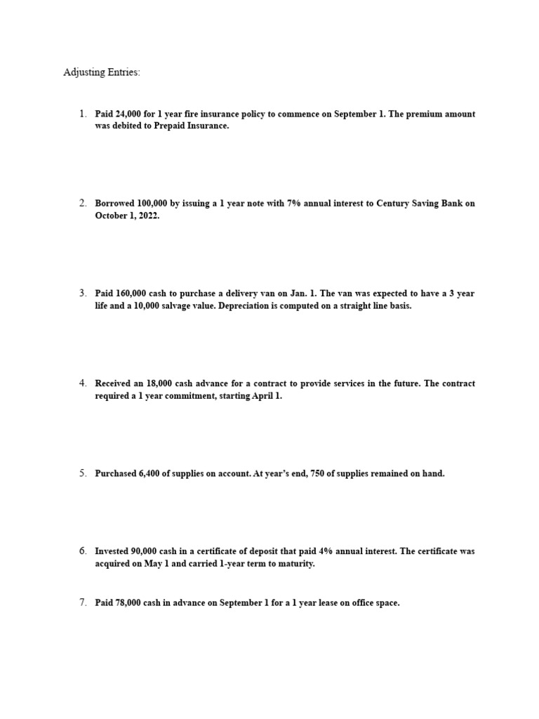 Adjusting Entries | PDF | Insurance | Interest