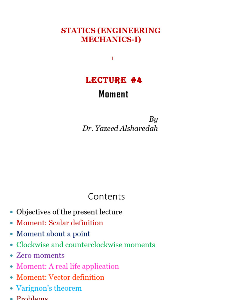 Understanding Moments in Engineering Mechanics | PDF | Torque ...