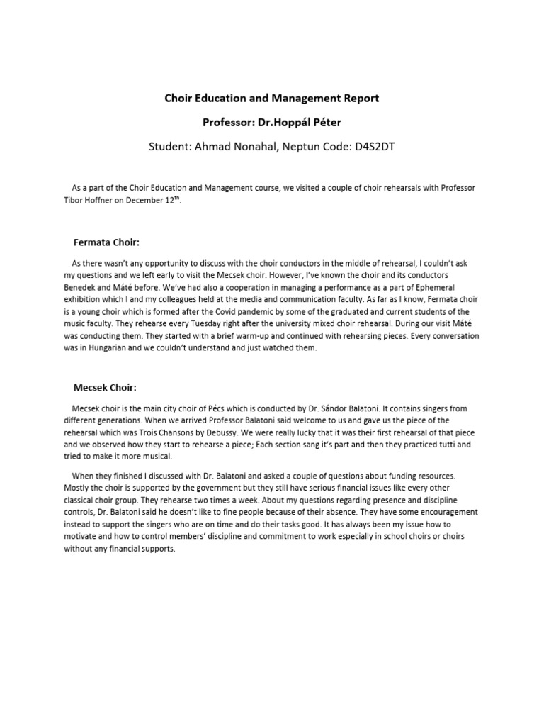 Choir Education and Management | PDF | Art
