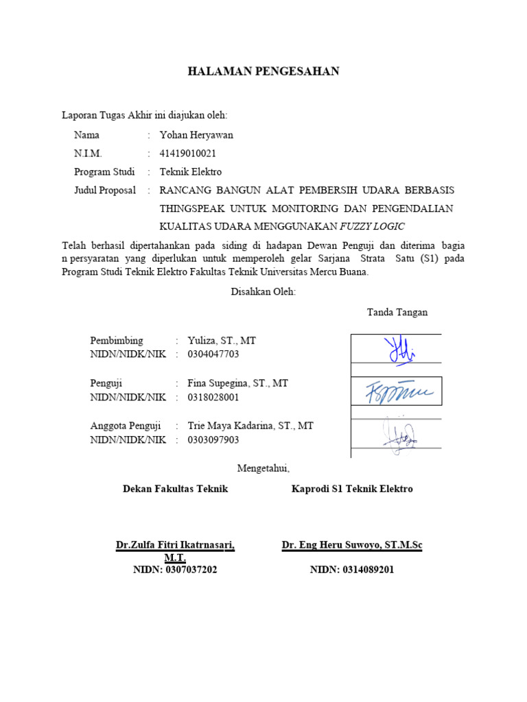 Lembar Pengesahan Yohan | PDF