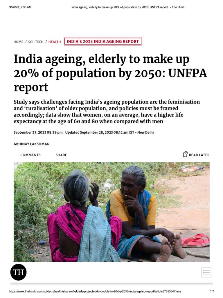 India Ageing Report 2023 | PDF