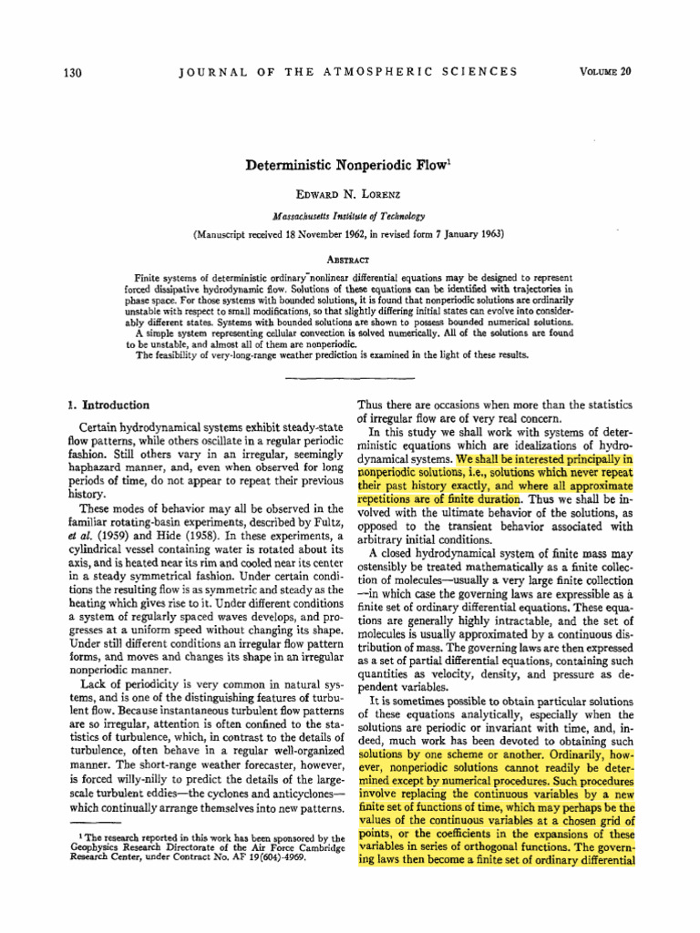 Deterministic Nonperiodic Flow (1963) | PDF | Numerical Analysis ...