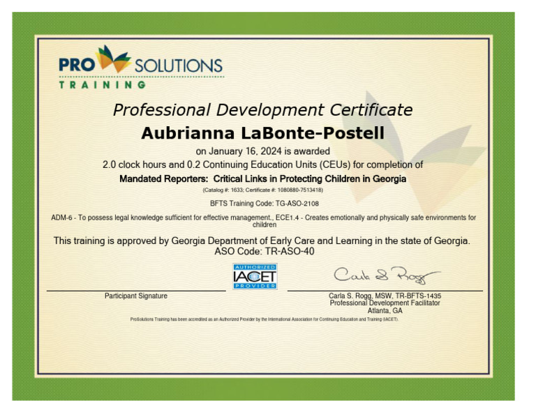 Georgia Mandated Reporter Training Certificate | PDF