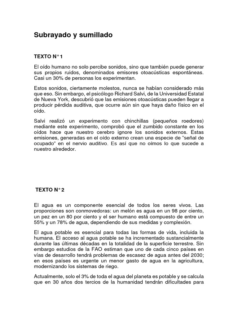 PRÁCTICA CALIFICADA - Subrayado y Sumillado | PDF | Agua | Autoestima