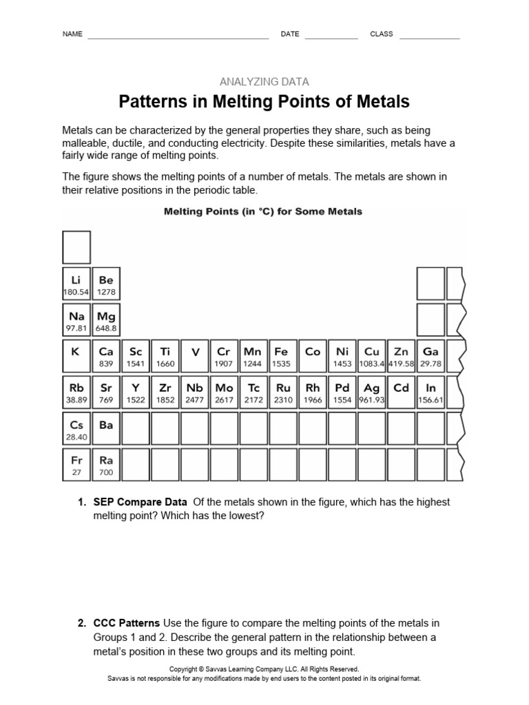 CHEM21 CB 02 Analyze Data Explore IWS | PDF | Periodic Table | Metals