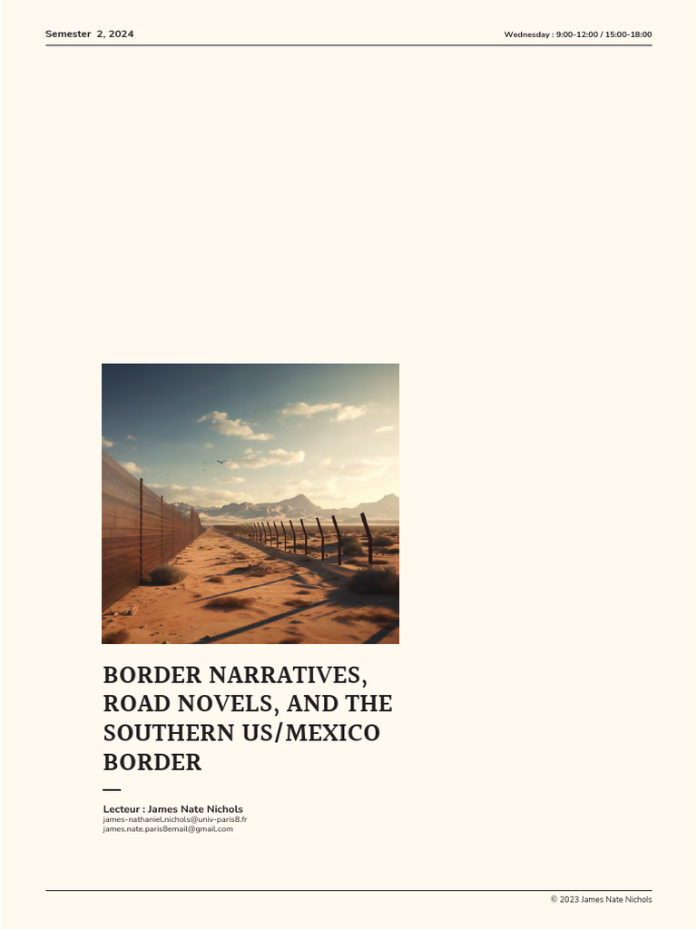 Border Narratives, Road Novels, and The Southern | PDF | Experience | Essays