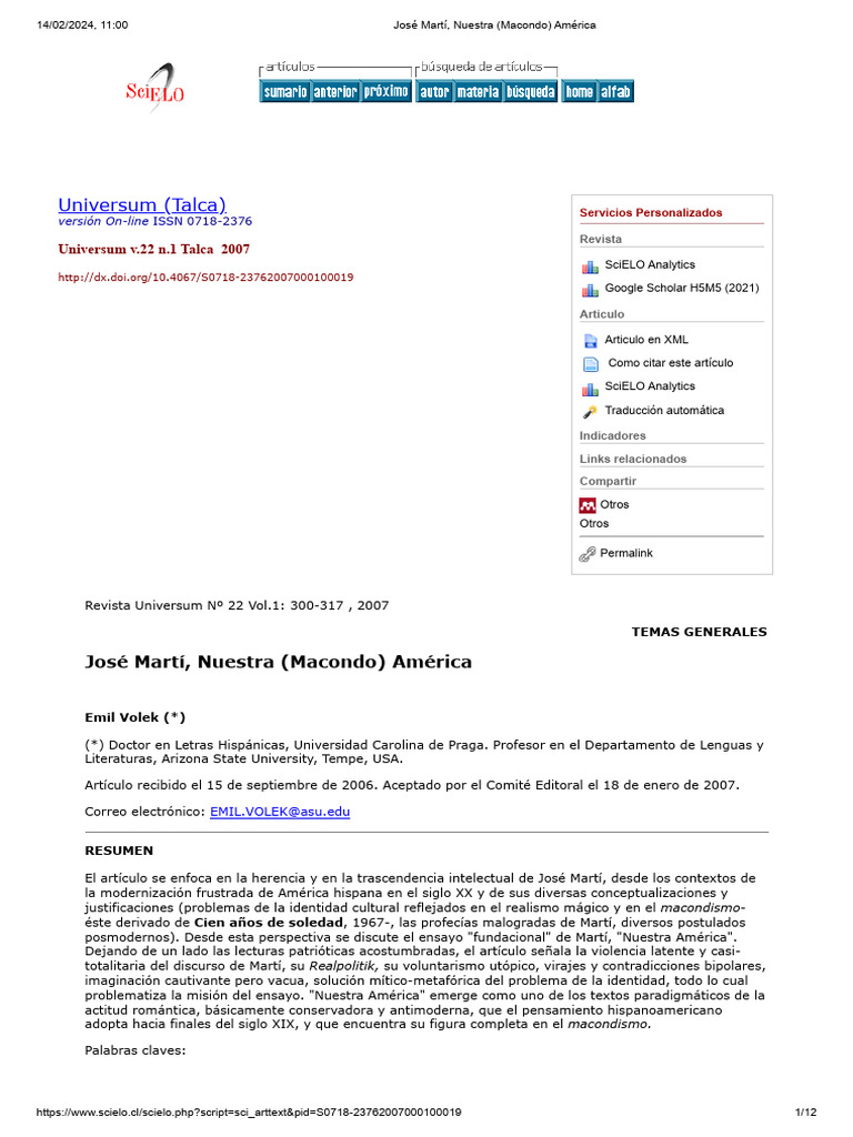 José Martí, Nuestra (Macondo) América | PDF | America latina | Gabriel ...