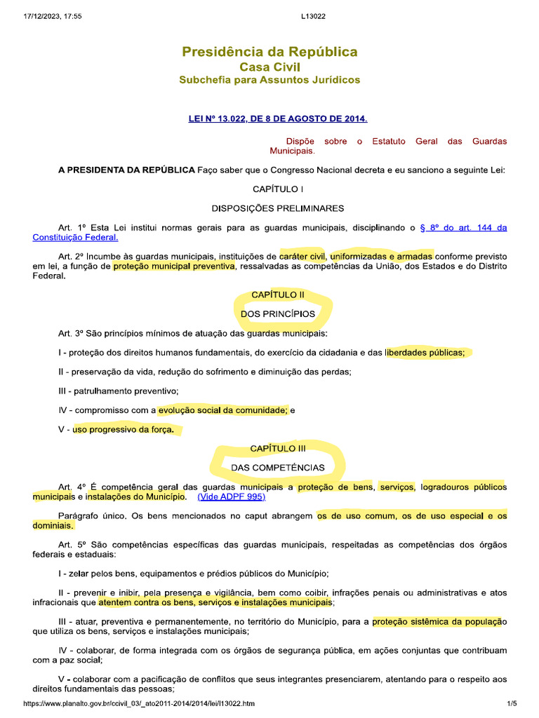 Lei Federal 13.022.2014 GM | PDF