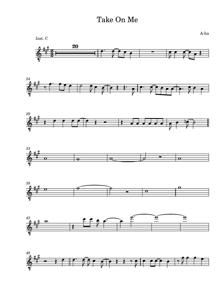 Take On Me Piano Sheet Music | PDF | Songs Written | Song Recordings ...