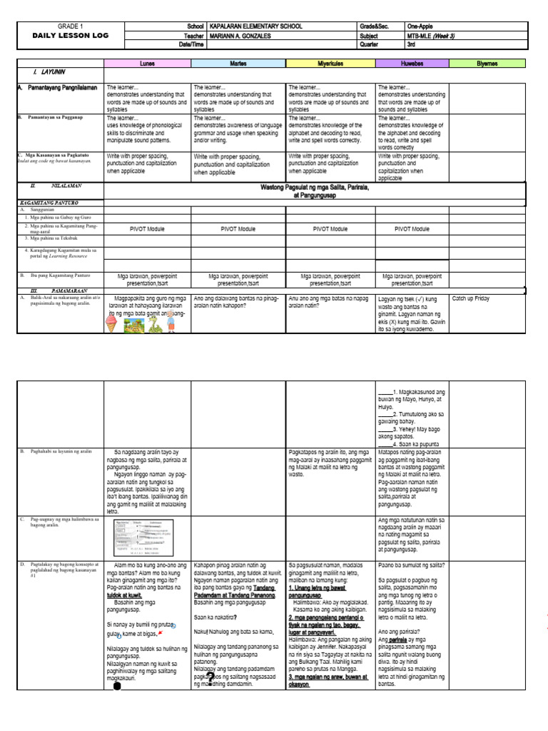 Q3 DLL Mtb-Mle Week-3 | PDF