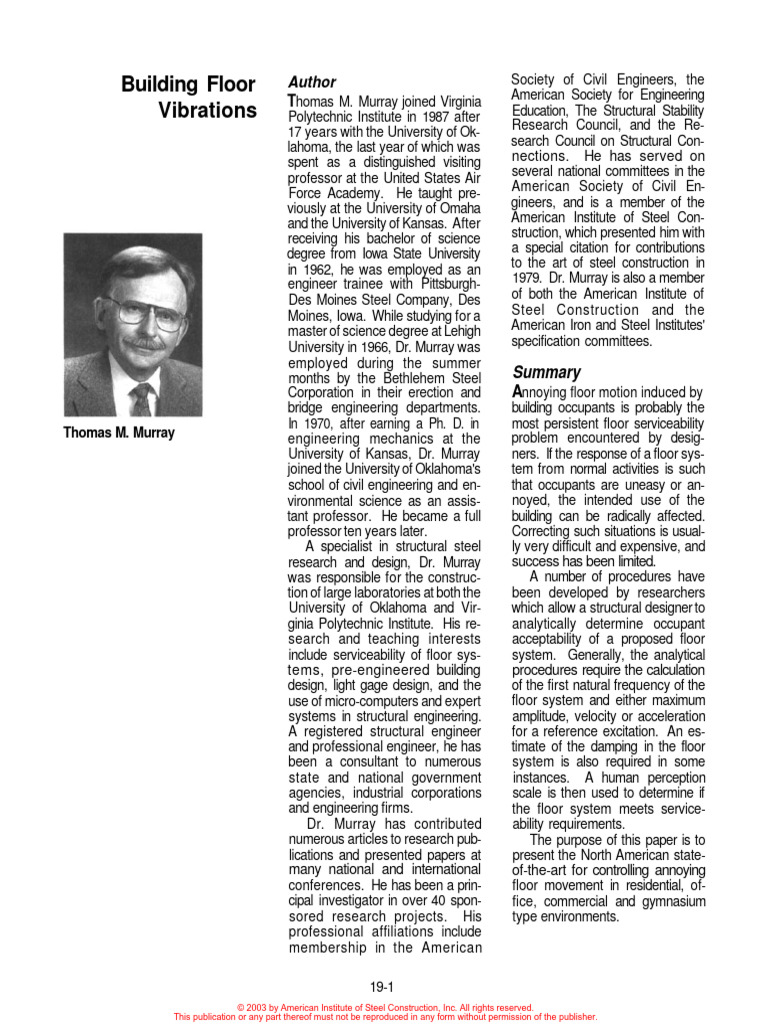 Building Floor Vibrations | Download Free PDF | Resonance | Beam ...