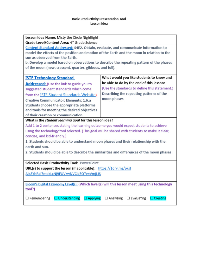 Bpts Basic Productivity Tools Moon Cycles | PDF | Learning | Multimedia