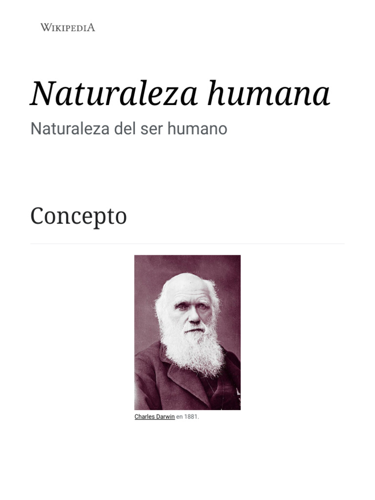 Naturaleza Humana - Wikipedia, La Enciclopedia Libre | PDF | La ...