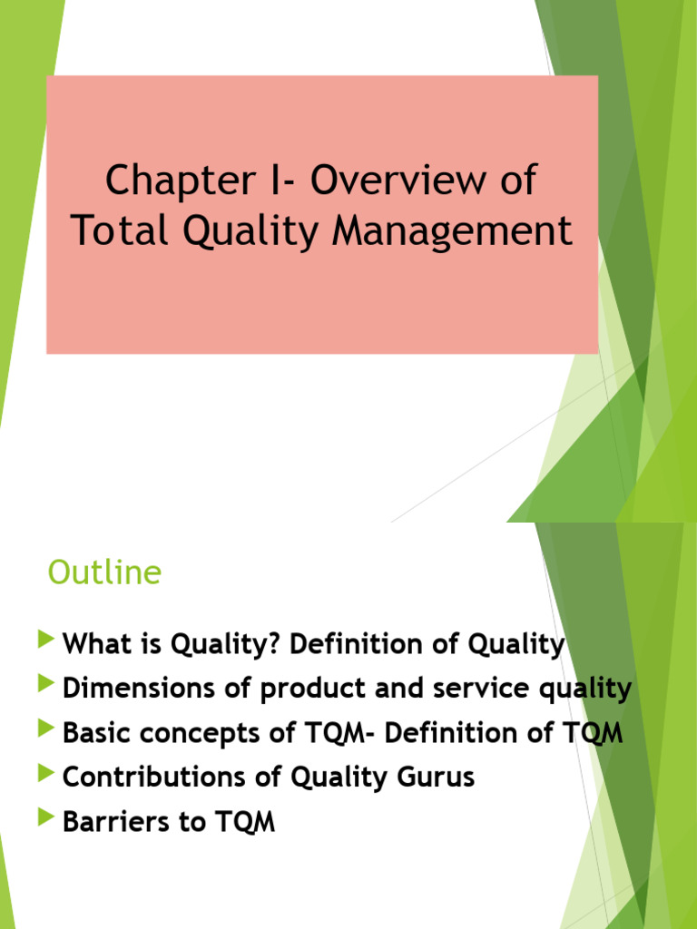 Chapter I-Overview of Total Quality Management | PDF | Quality ...