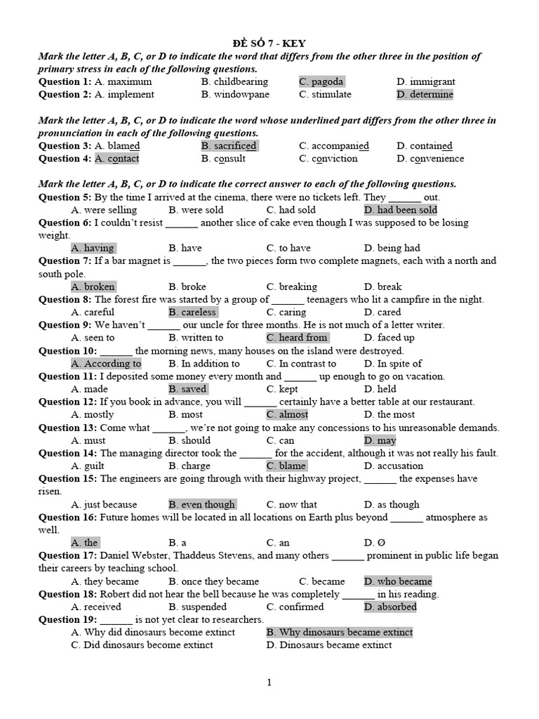 ĐỀ SỐ 7 - KEY | PDF | Atmosphere Of Earth | Troposphere