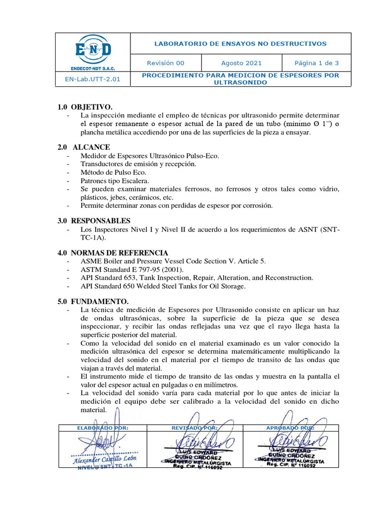 ENT-Lab - UTT-2.01 ProcedimientoMedicionEspesoresRev00 | PDF ...