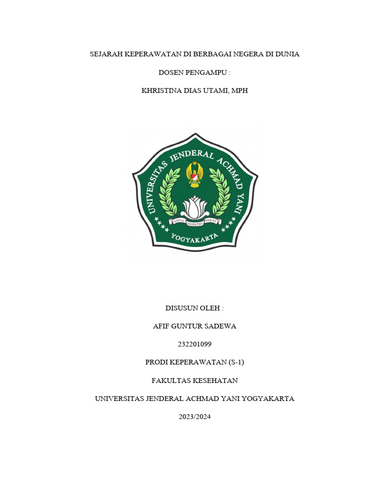 Sejarah Keperawatan Di Berbagai Negera Di Dunia1 | PDF