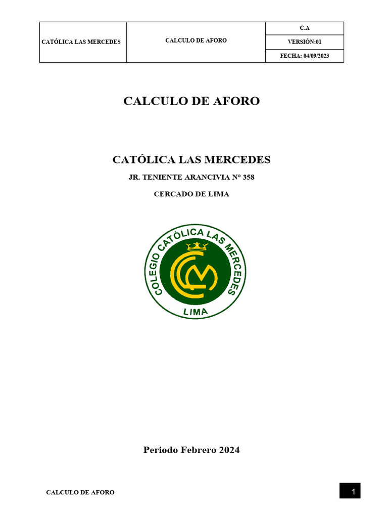 Calculo de Aforo - Actualizado | PDF