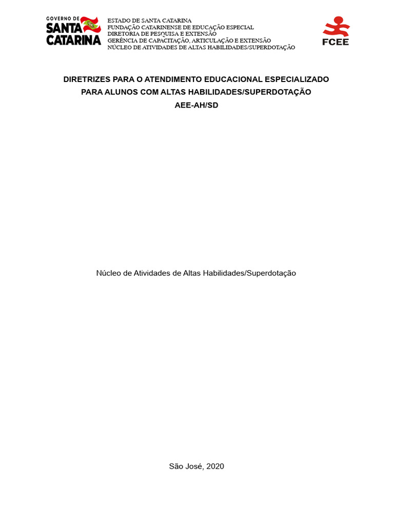 Altas Habilidades SC Diretrizes Aee-Ahsd 2021 | PDF | Educação Especial ...