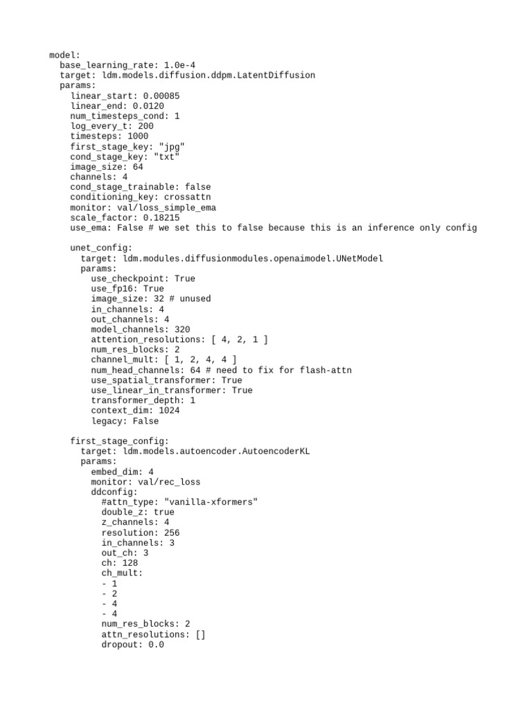 Latent Diffusion Model Config | PDF