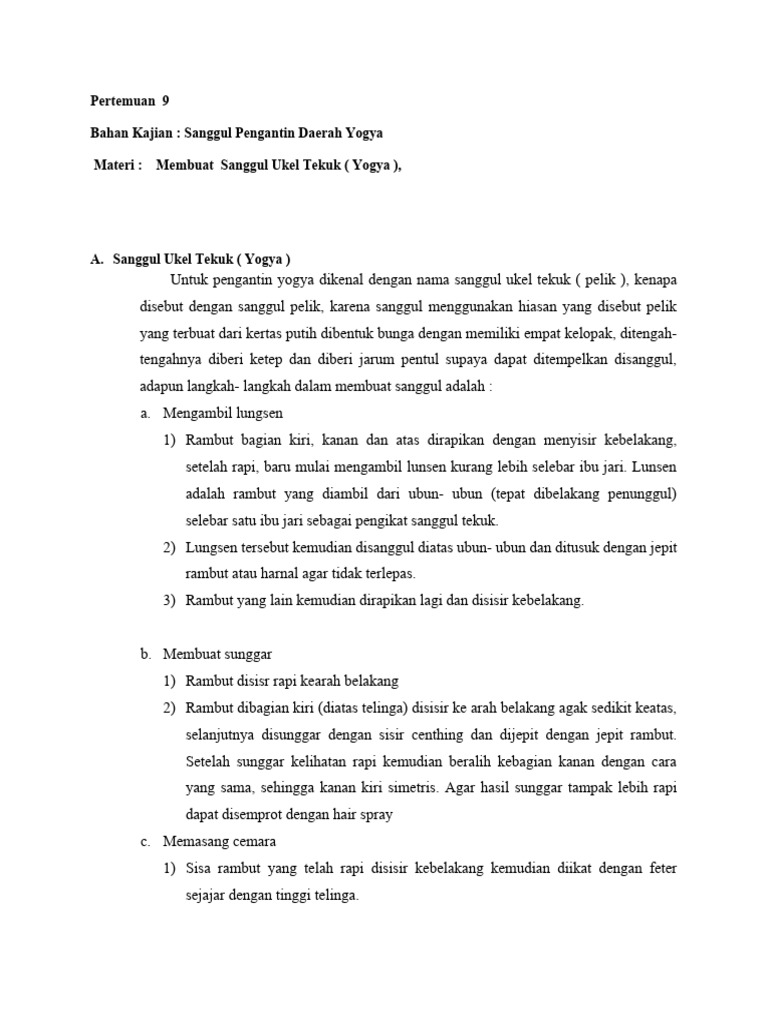 Cara Membuat Sanggul Ukel Tekuk Yogya | PDF