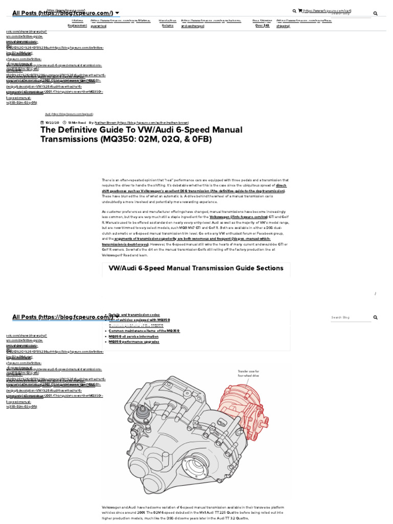 FCP Euro The Definitive Guide To VW - Audi 6-Speed Manual Transmissions ...
