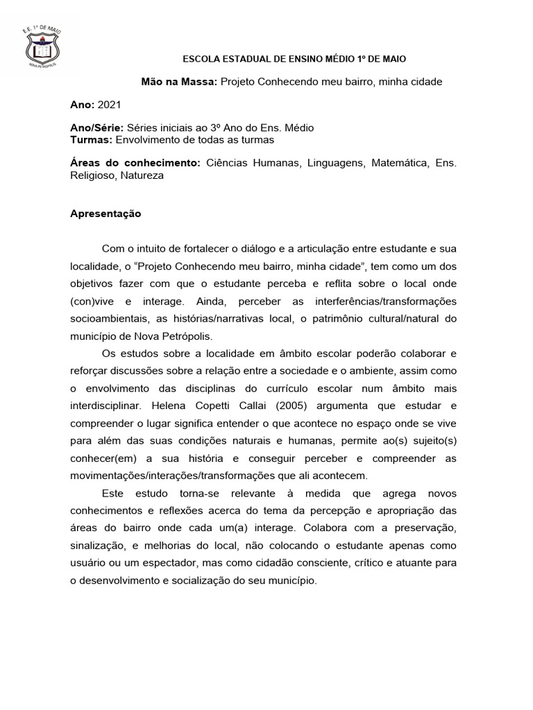 Projeto Conhecendo Meu Bairro, Conhecendo Minha Cidade. | PDF ... Projeto Conhecendo Meu Bairro, Conhecendo Minha Cidade. | PDF ...