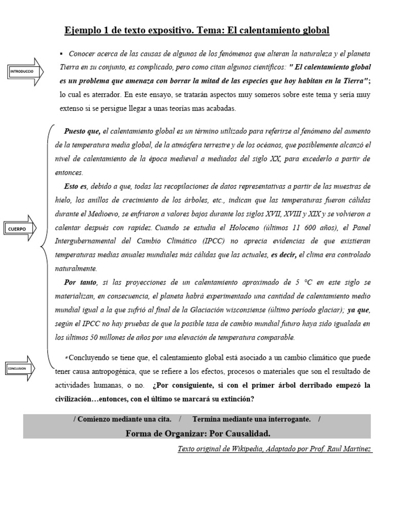 Ejemplos de Textos Expositivos Cortos | PDF | Cambio climático | Agua