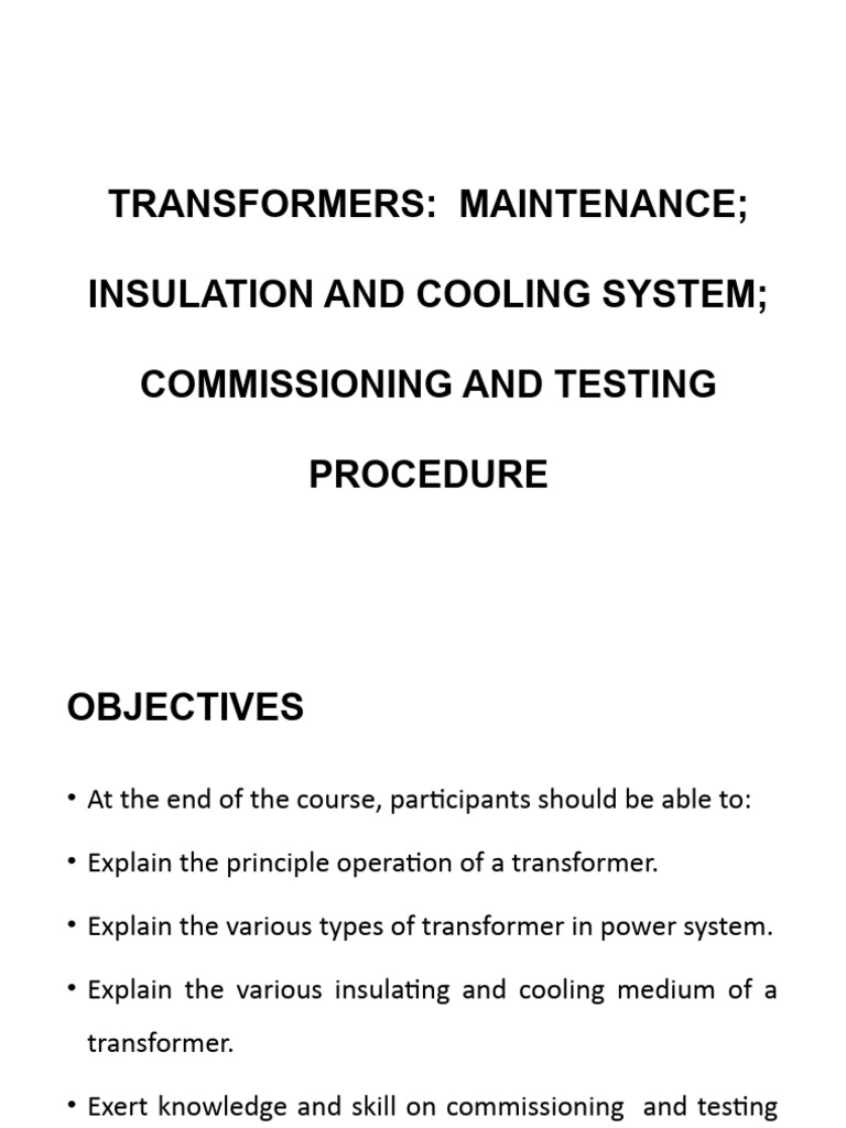 Lecture 19 TRANSFORMERS MAINTENANCE | Download Free PDF | Transformer ...