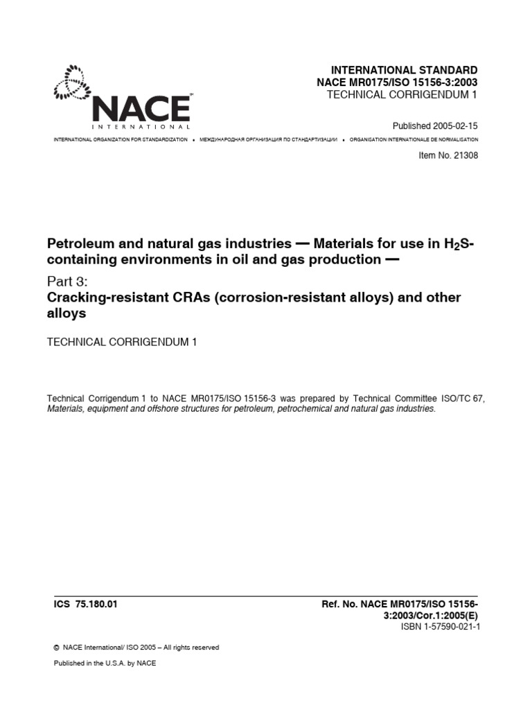 Nace-Nacemr0175iso15156-3 Tech Corr 1 Package Web Version | PDF ...