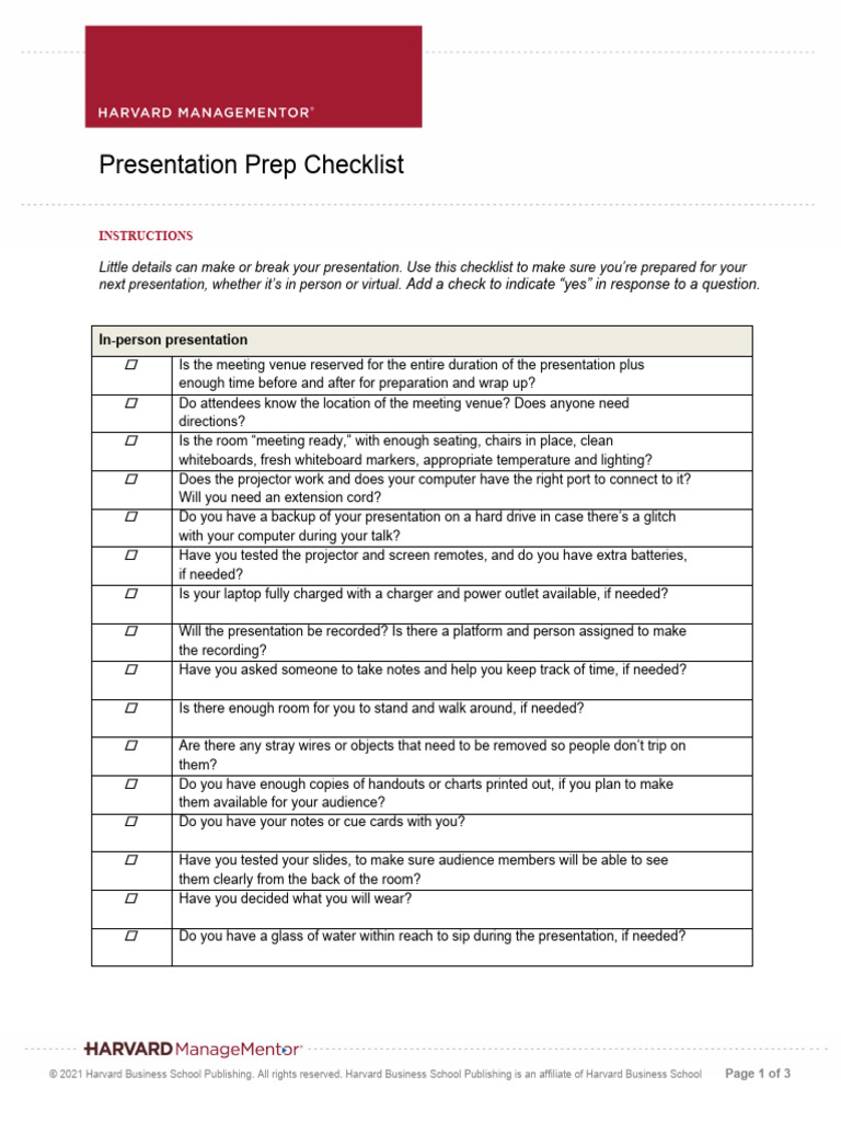 Presentation Prep Checklist Worksheet | PDF | Computing | Computer ...
