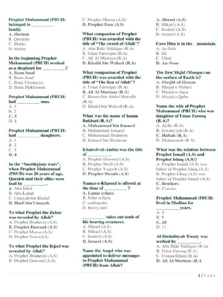 HST SST BPS 16 Test PreparationIslamiat Notes From Pak MCQ'S | PDF