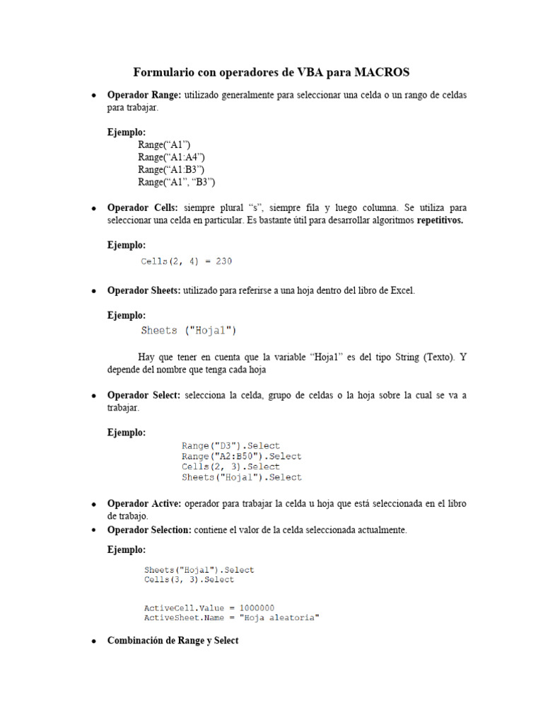 Macros y Comandos | PDF | Variable (informática) | Macro (informática)