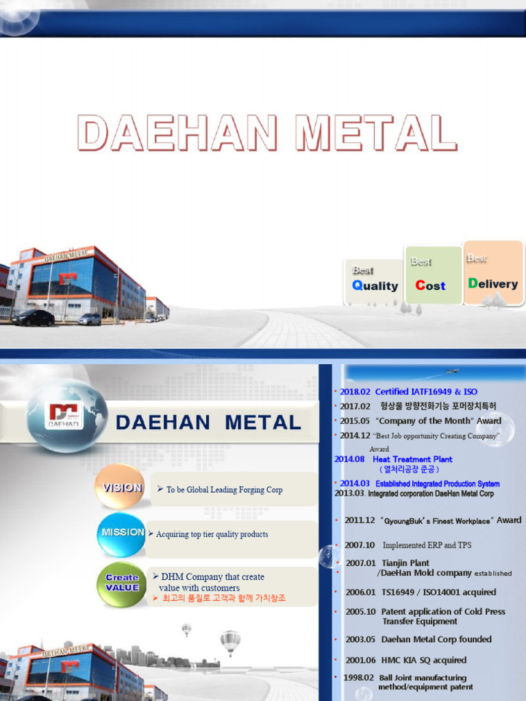 Daehan Metal: Leading Cold Forging Corp | PDF | Forging | Industrial Processes