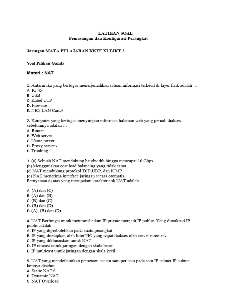 Latihan Soal 1 KKFF | PDF | Komputer