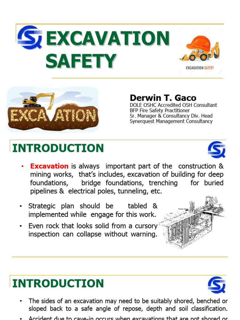 COSH Module 3 - 3 Excavation Safety (Synerquest) - Compressed | PDF ...