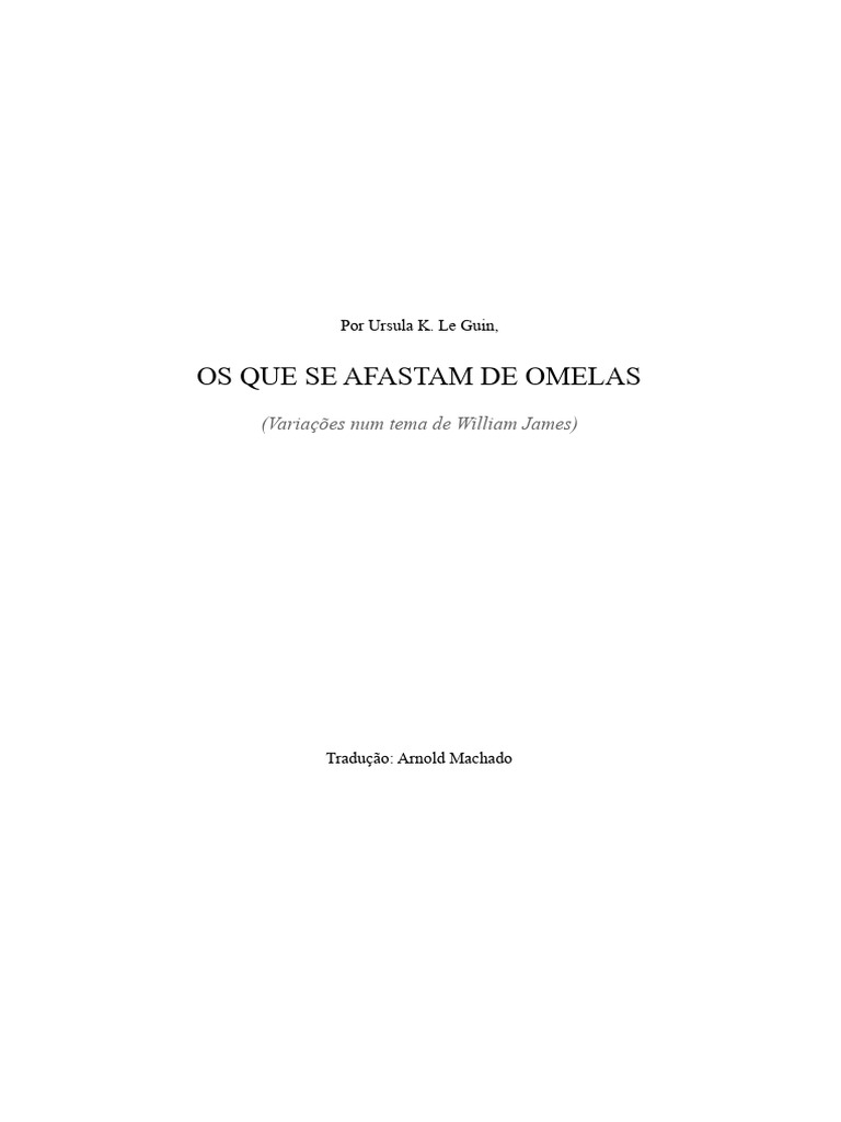 Os Que Se Afastam de Omelas | PDF | Cavalos | Tempo