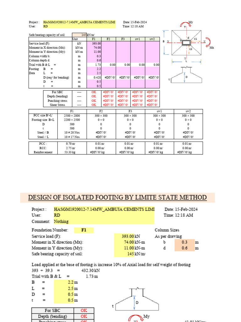 Isolated and Stepped Footing - r1 | PDF | Bending | Physical Sciences