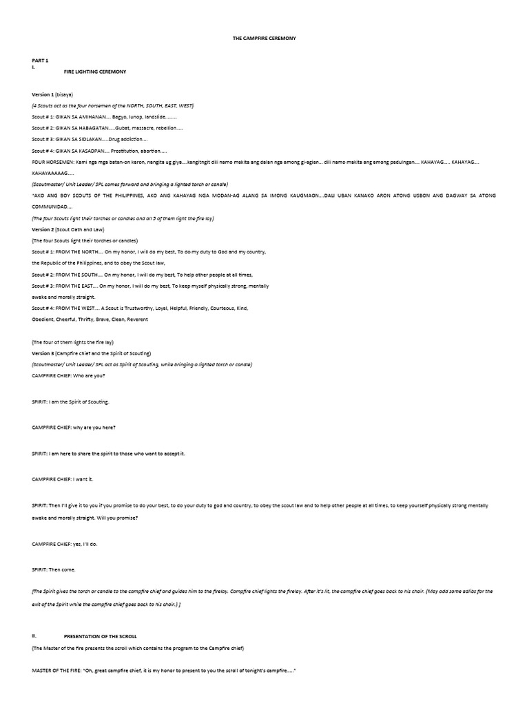 SCOUT-CAMPFIRE-SCRIPT-EDITED 2019 (Repaired) | PDF | Outdoor Recreation ...