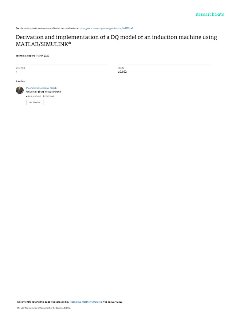 DQ Model of Induction Machine Using MATLAB | PDF | Electric Motor | Electrical Engineering
