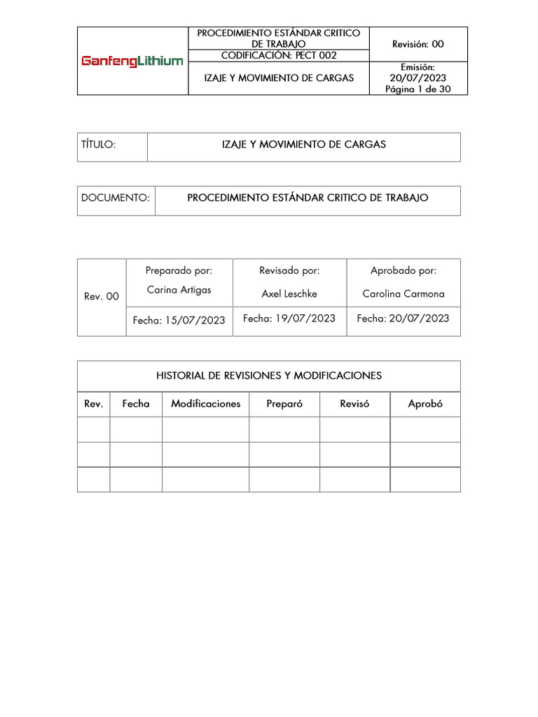 PECT 002 - Izaje Rev 00 | PDF