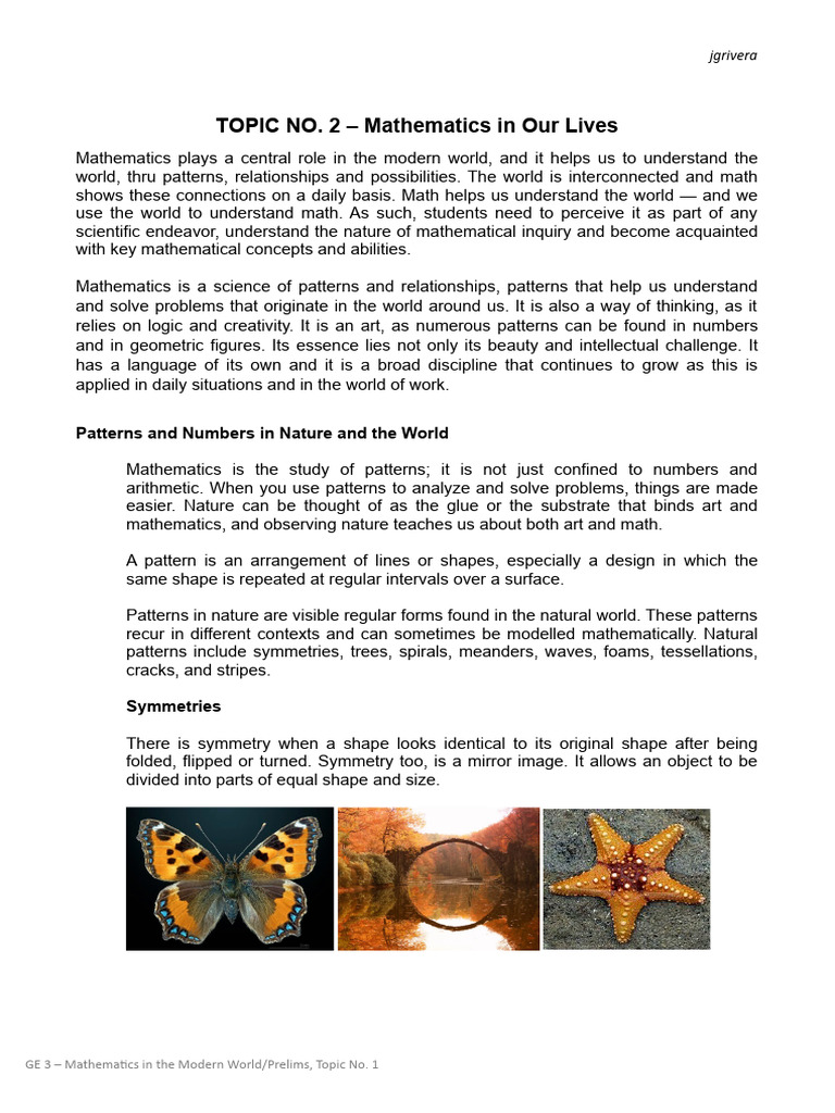 Mathematics and Patterns in Nature | PDF | Pattern | Mathematics