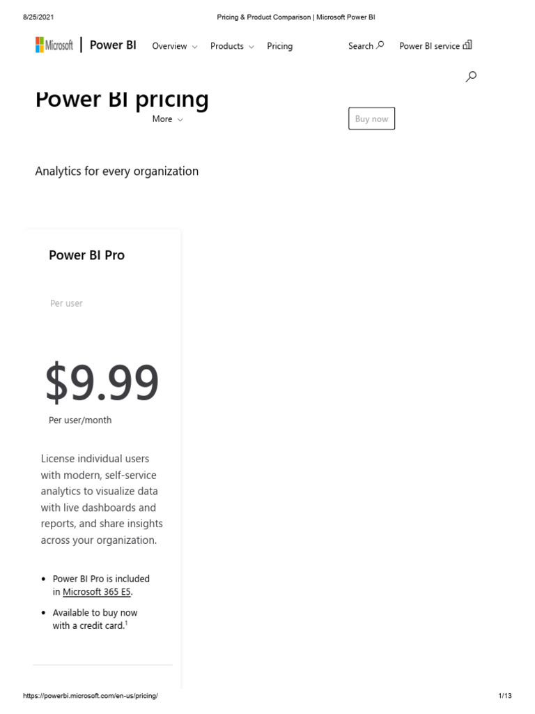 Pricing & Product Comparison - Microsoft Power BI | PDF | Business | Data Management