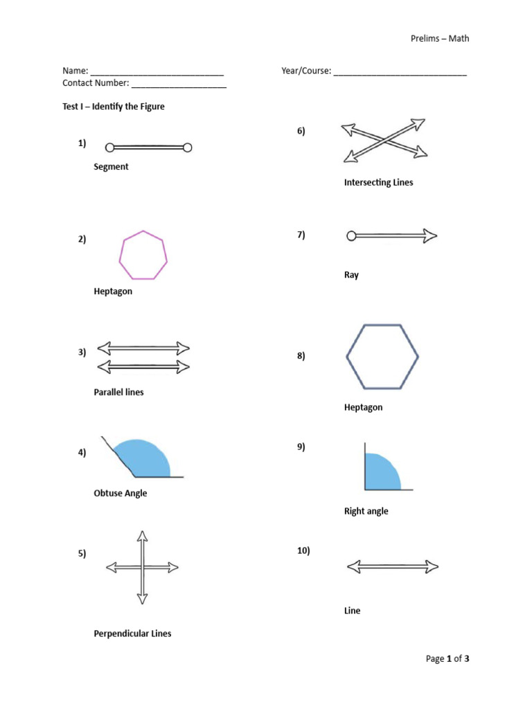 Prelims Math Assessment Guide | PDF | Shape | Triangle