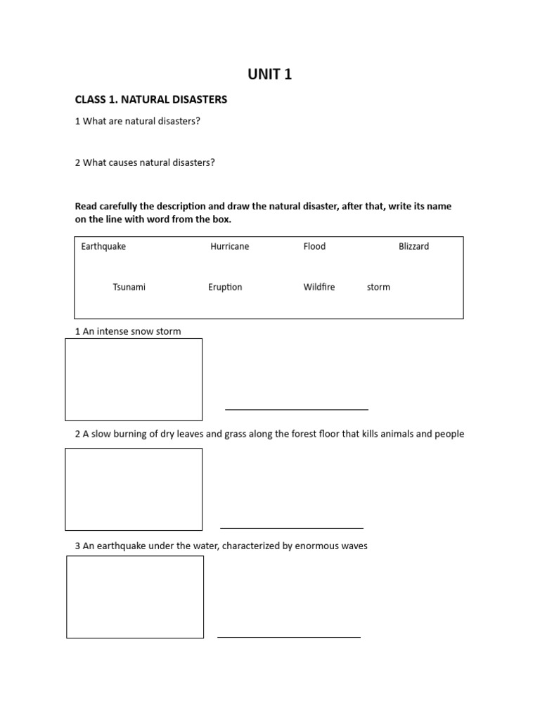 UNIT 1 Natural Disasters and Conditional 1 | PDF | Natural Disasters ...