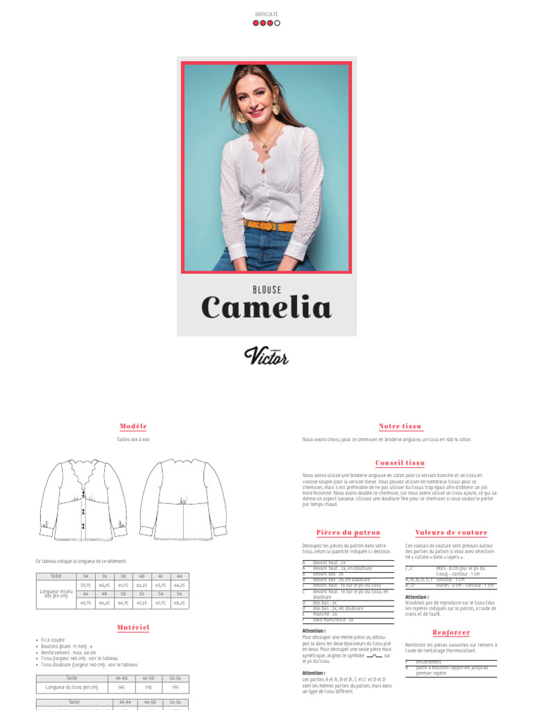 Blouse Camelia Instructions | PDF | Couture | Secteur secondaire de l'économie