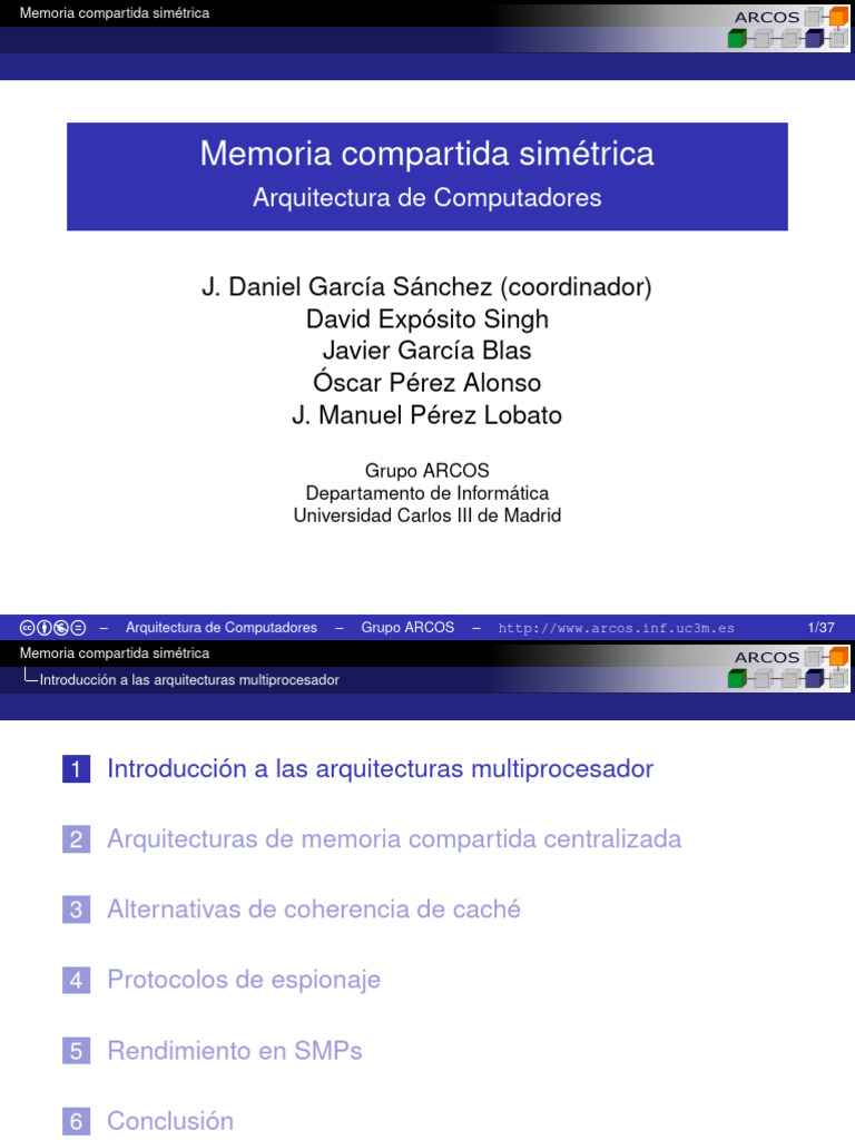 Memoria Compartida Simetrica | PDF | Caché (Computación) | Procesador Multi Core