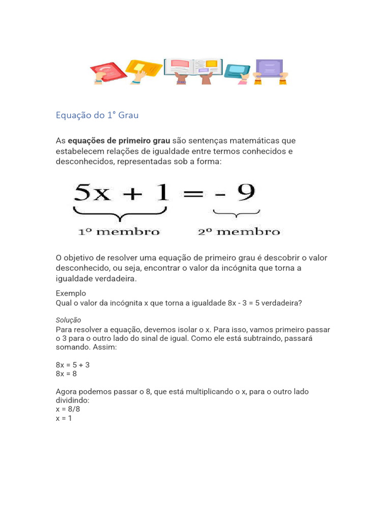 Equação Do 1° Grau | PDF